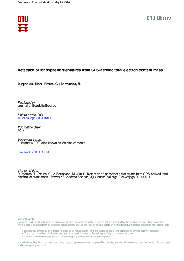 (PDF) Detection of ionospheric signatures from GPS-derived total ...