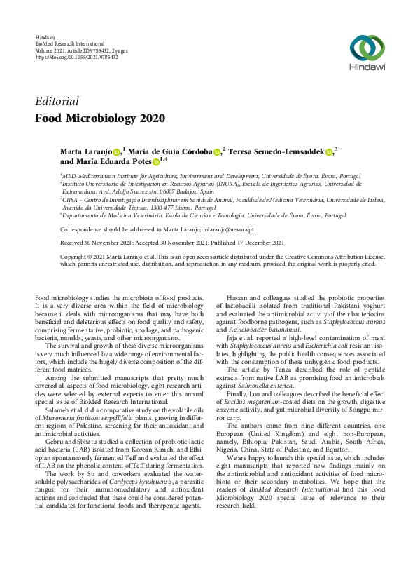 (PDF) Food Microbiology 2020