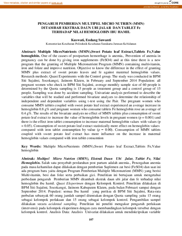 (PDF) PENGARUH PEMBERIAN MULTIPEL MICRO NUTRIEN (MMN) DITAMBAH EKSTRAK ...
