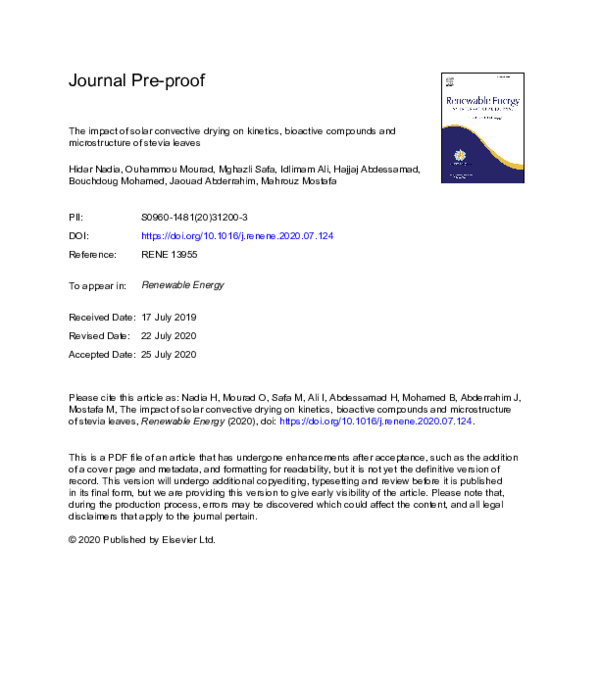 (PDF) The impact of solar convective drying on kinetics, bioactive ...
