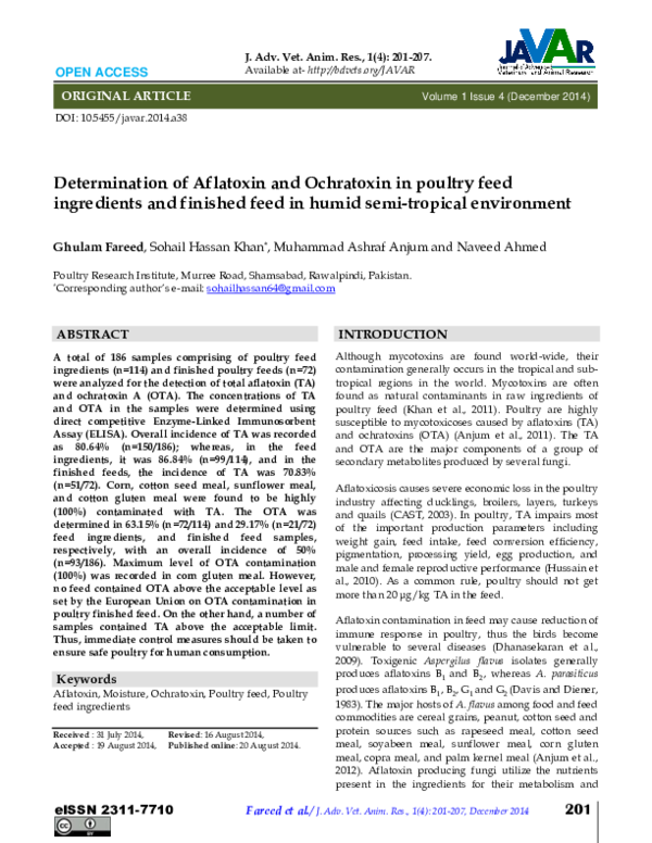 (PDF) Determination of Aflatoxin and Ochratoxin in poultry feed ...