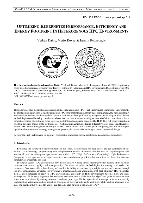 (PDF) Optimizing Kubernetes Performance, Efficiency and Energy ...
