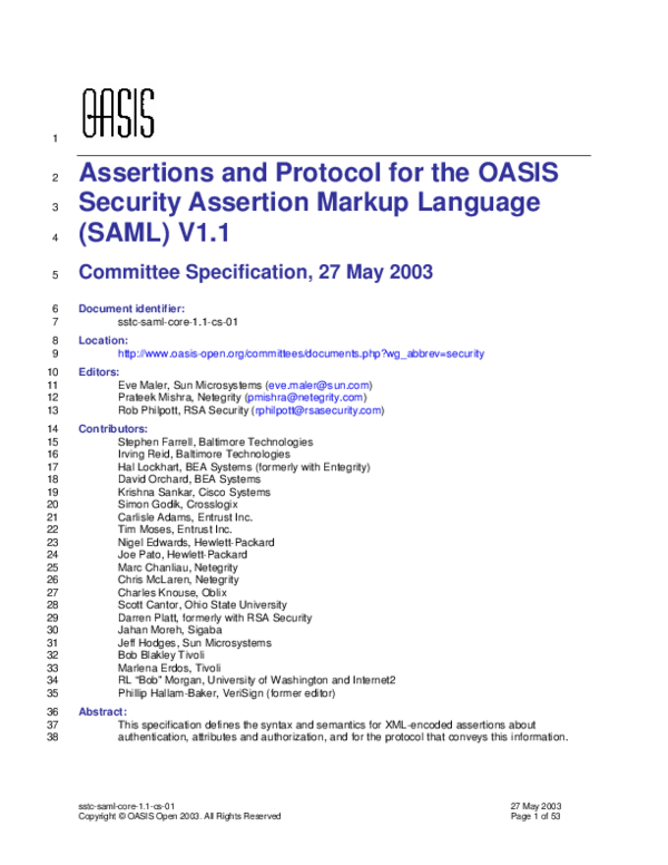 (PDF) Security Assertion Markup Language