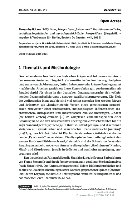 (PDF) Alexandra N. Lenz. 2013. Vom „kriegen“ und „bekommen“. Kognitiv ...