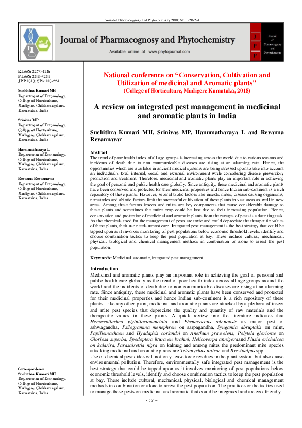 (PDF) A review on integrated pest management in medicinal and aromatic ...