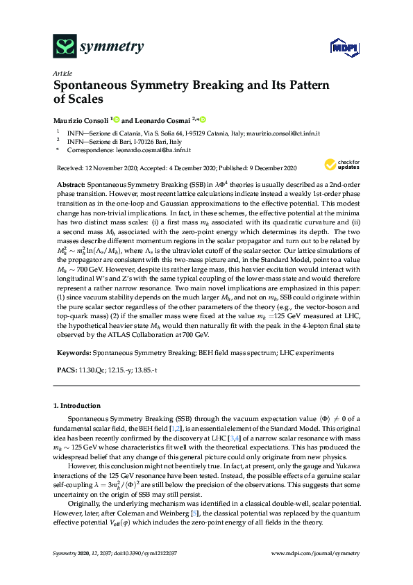 (PDF) Spontaneous Symmetry Breaking and Its Pattern of Scales ...