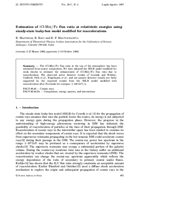 (PDF) Estimation of (Cl/Mn)/Fe flux ratio at relativistic energies ...