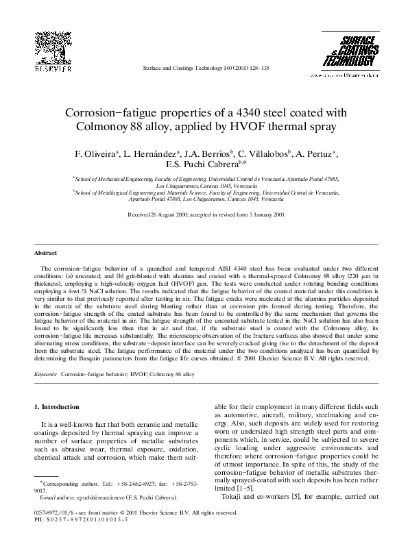 (PDF) Corrosion–fatigue properties of a 4340 steel coated with Colmonoy ...