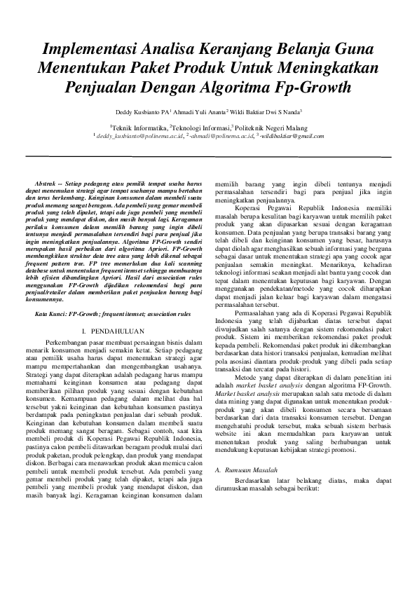 (PDF) Implementasi Analisa Keranjang Belanja Guna Menentukan Paket Produk Dengan Algoritma FP ...