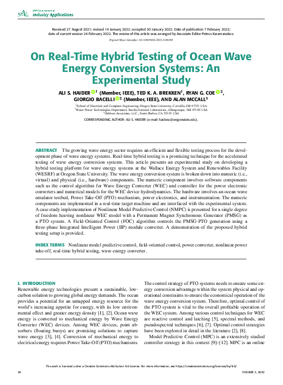 (PDF) On Real-Time Hybrid Testing of Ocean Wave Energy Conversion ...