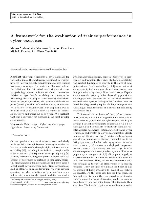(PDF) A Framework for the Evaluation of Trainee Performance in Cyber ...