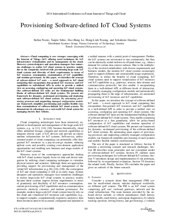 Pdf Provisioning Software Defined Iot Cloud Systems Schahram Dustdar 