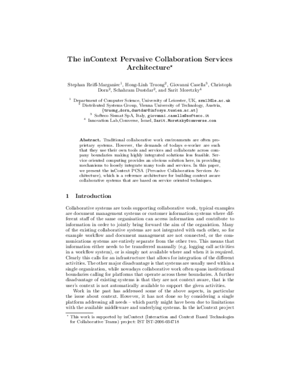 (PDF) The inContext Pervasive Collaboration Services Architecture
