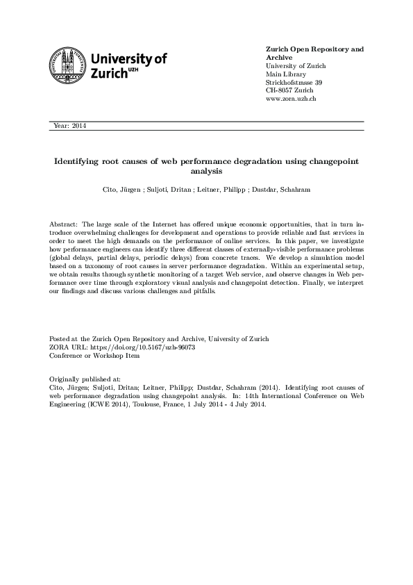 Pdf Identifying Root Causes Of Web Performance Degradation Using