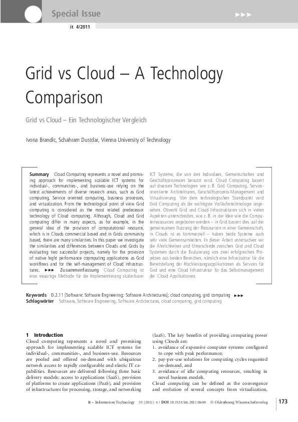 (PDF) Grid vs Cloud — A Technology Comparison
