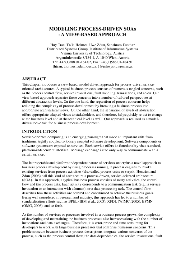 (PDF) Modeling Process-Driven SOAs