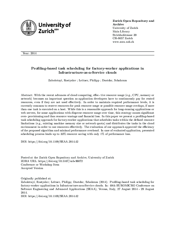 Pdf Profiling Based Task Scheduling For Factory Worker Applications In Infrastructure As A
