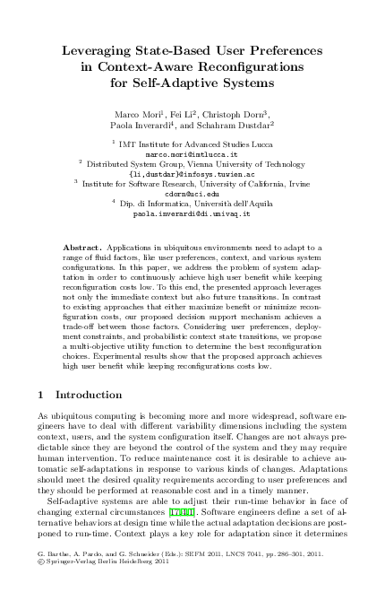 (PDF) Leveraging State-Based User Preferences in Context-Aware Reconfigurations for Self ...