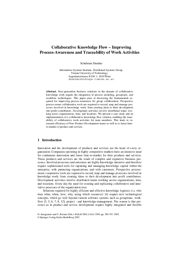 (PDF) Collaborative Knowledge Flow - Improving Process-Awareness and ...