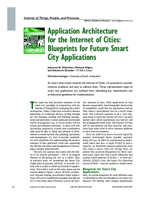(PDF) Application Architecture for the Internet of Cities: Blueprints ...