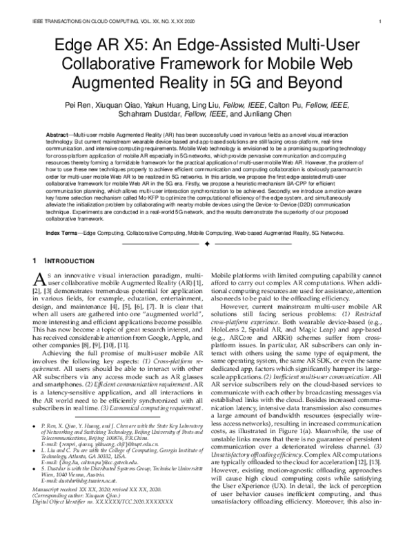 (PDF) Edge AR X5: An Edge-Assisted Multi-User Collaborative Framework for Mobile Web Augmented ...