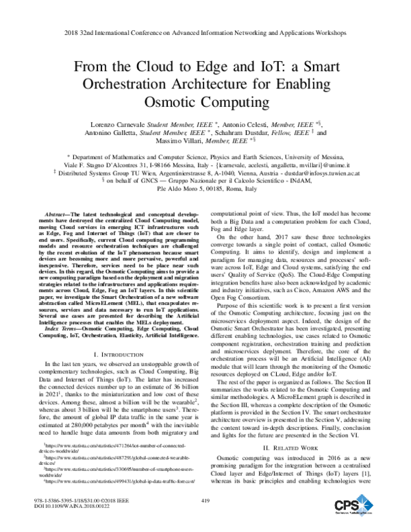 (PDF) From the Cloud to Edge and IoT: a Smart Orchestration Architecture for Enabling Osmotic ...