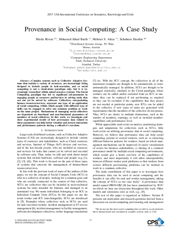 (PDF) Provenance in Social Computing: A Case Study