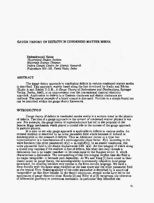 (PDF) Gauge Theory of Defects in Condensed Matter Media