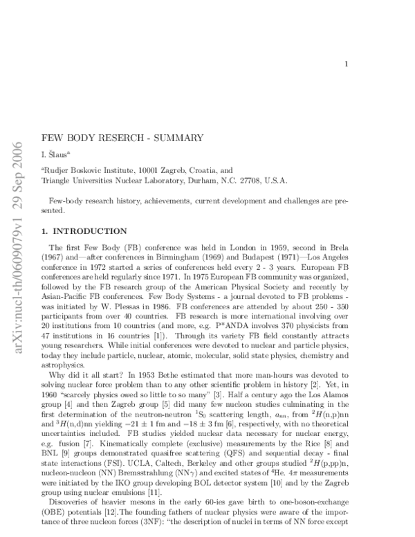 (PDF) Few-Body Research - Summary