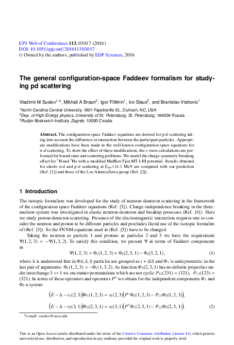 (PDF) The general configuration-space Faddeev formalism for studying pd scattering