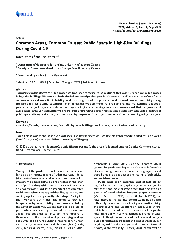 (PDF) Common Areas, Common Causes: Public Space in High-Rise Buildings ...