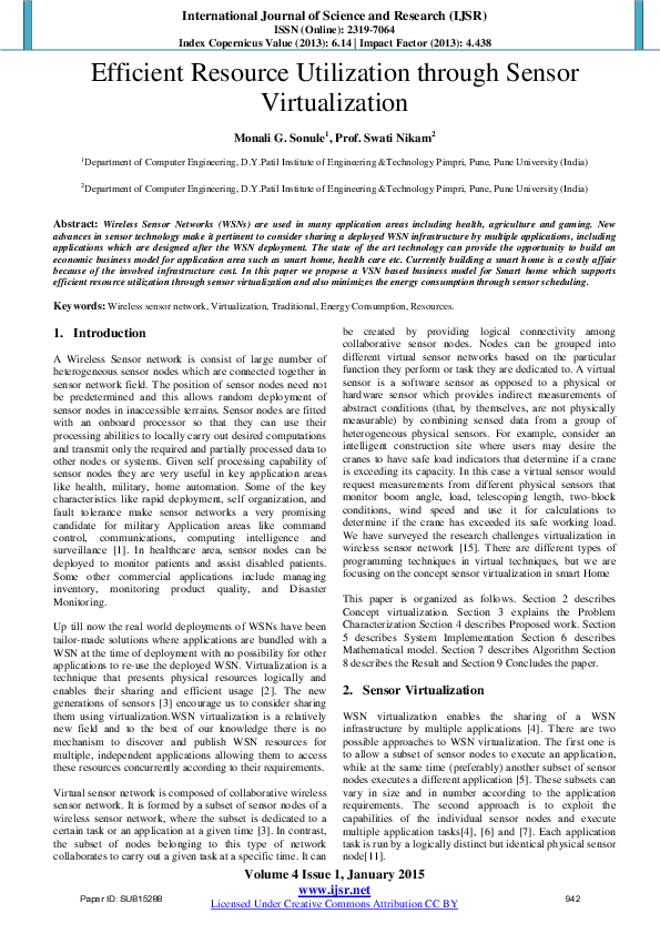 (PDF) Efficient Resource Utilization through Sensor Virtualization