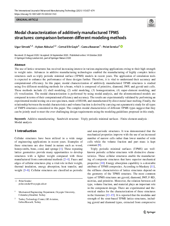 (PDF) Modal characterization of additively manufactured TPMS structures ...