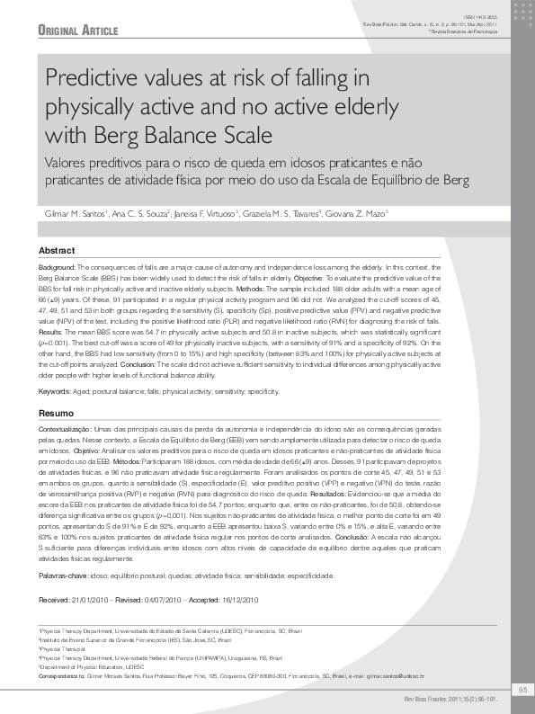 (PDF) Predictive values at risk of falling in physically active and no ...