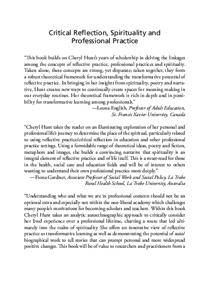 (PDF) Critical Reflection, Spirituality and Professional Practice