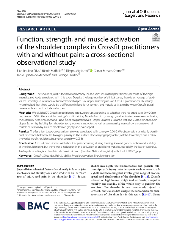 (PDF) Function, strength, and muscle activation of the shoulder complex ...