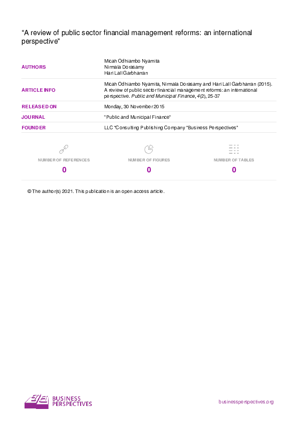 (PDF) A review of public sector financial management reforms: an ...
