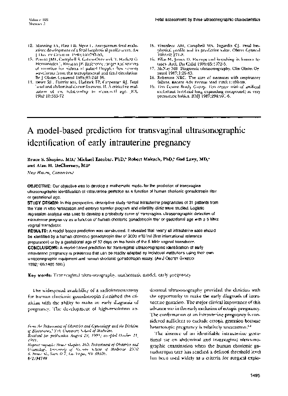 (PDF) A model-based prediction for transvaginal ultrasonographic identification of early ...