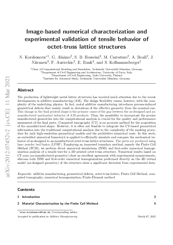 Pdf Image Based Numerical Characterization And Experimental Validation Of Tensile Behavior Of