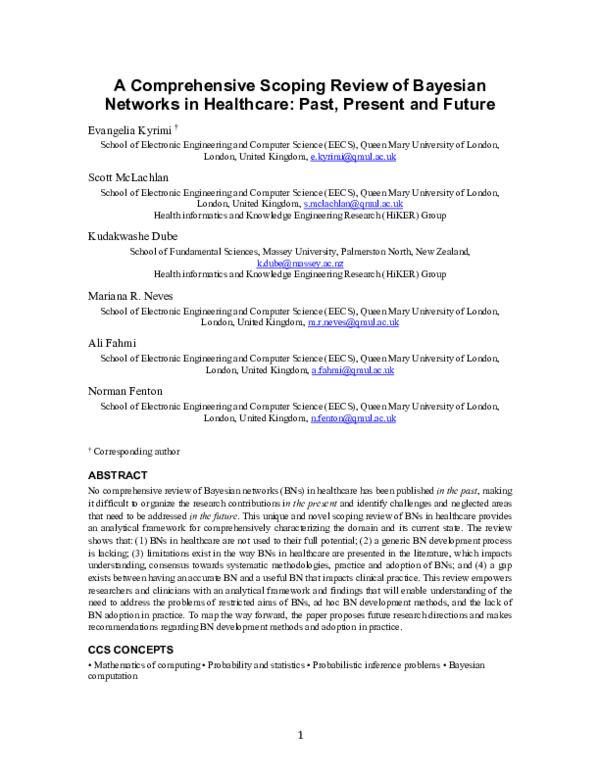 (PDF) A comprehensive scoping review of Bayesian networks in healthcare ...