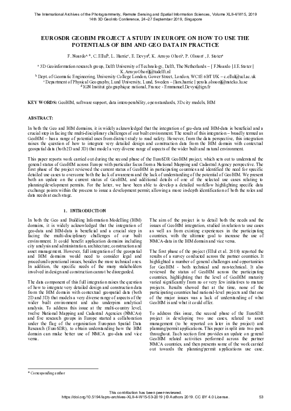 (PDF) Eurosdr Geobim Project a Study in Europe on How to Use the ...