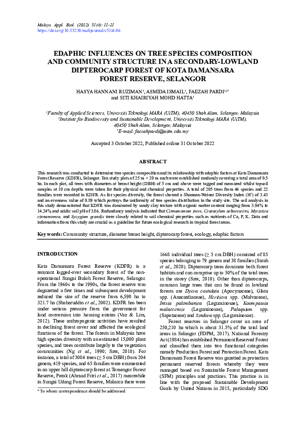 (PDF) Edaphic Influences on Tree Species Composition and Community ...