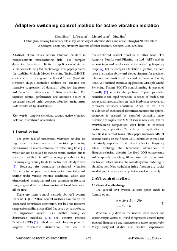 (PDF) Adaptive switching control method for active vibration isolation