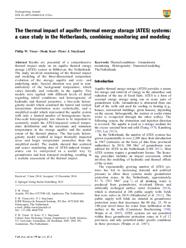 (PDF) The thermal impact of aquifer thermal energy storage (ATES ...