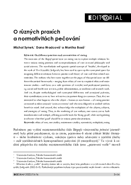 (PDF) O různých praxích a normativitách pečování | Michal Synek, Dana ...