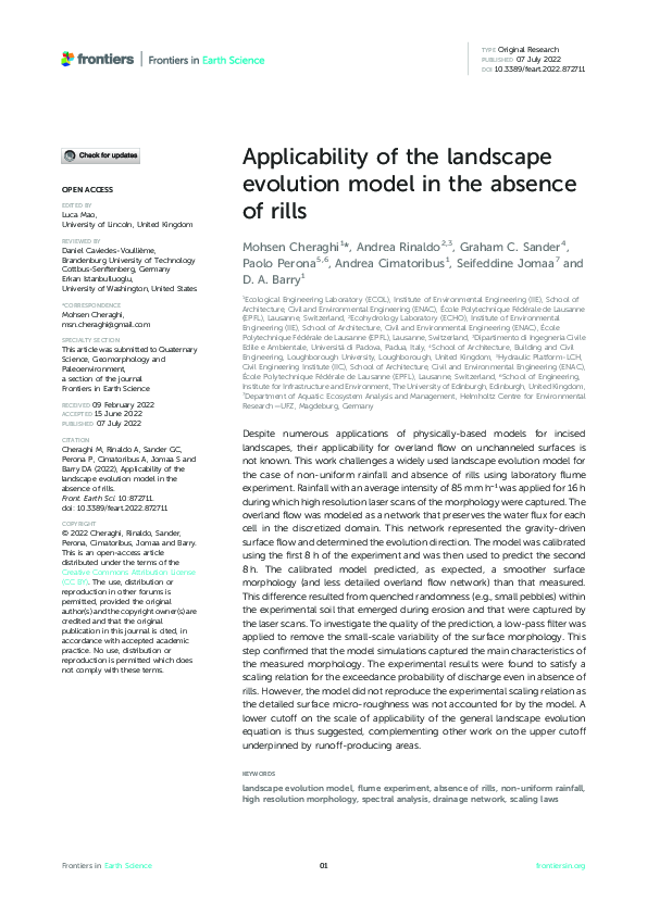(PDF) Applicability of the landscape evolution model in the absence of ...
