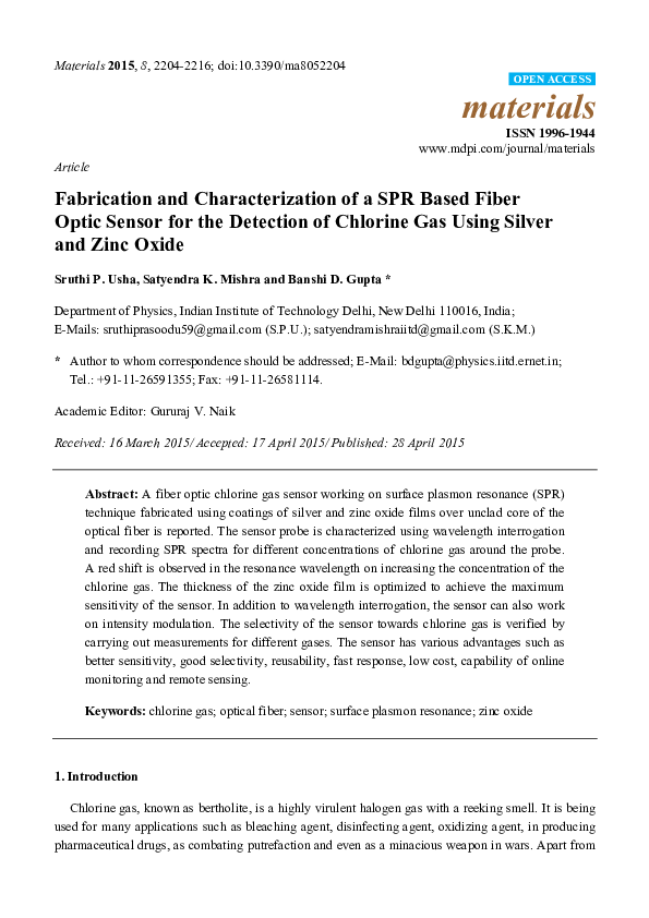 (PDF) Fabrication and Characterization of a SPR Based Fiber Optic ...
