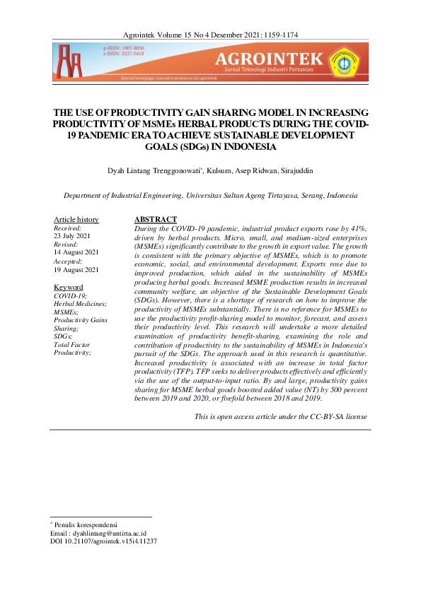 (PDF) THE USE OF PRODUCTIVITY GAIN SHARING MODEL IN INCREASING ...