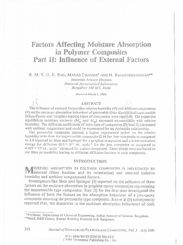 (PDF) Factors Mfecting Moisture Absorption in Polymer Composites13 ...