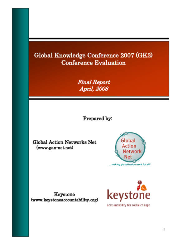 (PDF) Global Knowledge Conference 2007 (GK3) : conference evaluation ...